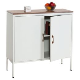Kommode MCW-L84, Sideboard Schrank Anrichte, 2 T&uuml;ren Metall 90x90x40cm, Melamin beschichtet ~ wei&szlig;