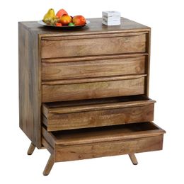 Highboard MCW-L96, Kommode Sideboard Schrank Schubladen Massiv-Holz Mango 81x65x43cm MVG-zertifiziert