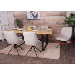6er-Set Esszimmerstuhl MCW-M65, K&uuml;chenstuhl Lehnstuhl Stuhl, drehbar Auto-Position Metall Stoff/Textil ~ creme-beige