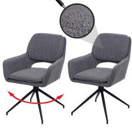 2er-Set Esszimmerstuhl MCW-N74, K&uuml;chenstuhl, drehbar Auto-Return, Stoff Boucl&eacute; (540g/m&sup2;) &Ouml;ko-Tex ~ grau