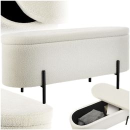 TecTake&reg; Sitzbank, mit Boucl&eacute;-Stoff, schlanke, bodenschonende Stahlbeine, 96 x 36 x 43 cm