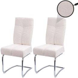 2er-Set Esszimmerstuhl MCW-G56, K&uuml;chenstuhl Freischwinger Stuhl Lehnstuhl, Metall Stoff/Textil Chenille ~ creme