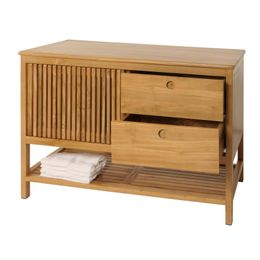 Teak-Kommode MCW-M70, Sideboard, Schiebet&uuml;re Schubladen, hochwertiges B-Grade-Teak (Kernholz, 20-30 Jahre), 81x106x55cm