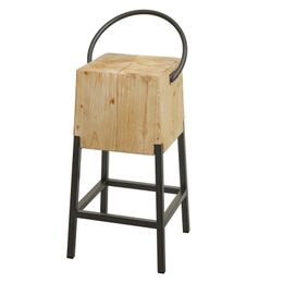 Barhocker MCW-L76, Barstuhl Tresenhocker, Industrial Metall Massiv-Holz MVG-zertifiziert, natur