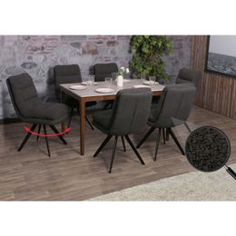 6er-Set Esszimmerstuhl MCW-G66, K&uuml;chenstuhl, drehbar Auto-Position Stoff/Textil Boucl&eacute; MVG ~ dunkelgrau