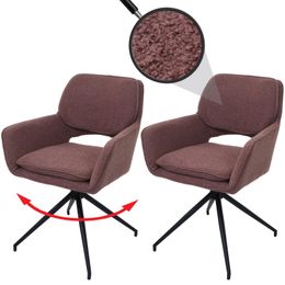 2er-Set Esszimmerstuhl MCW-N74, K&uuml;chenstuhl, drehbar Auto-Return, Stoff Boucl&eacute; (540g/m&sup2;) &Ouml;ko-Tex ~ hellbraun