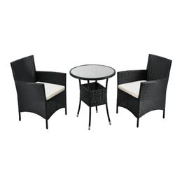 Juskys Polyrattan Balkon Set Bayamo 3-teilig f&uuml;r 2 Personen &ndash; Balkonm&ouml;bel mit Tisch & 2 St&uuml;hlen