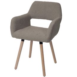 Esszimmerstuhl MCW-A50 II, Stuhl K&uuml;chenstuhl Polsterstuhl, Holz Stoff/Textil Boucl&eacute; (450g/m&sup2;) MVG ~ taupe