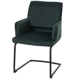 Freischwinger MCW-N60, Esszimmerstuhl K&uuml;chenstuhl Stuhl, Stoff/Textil &Ouml;ko-Tex ~ gr&uuml;n