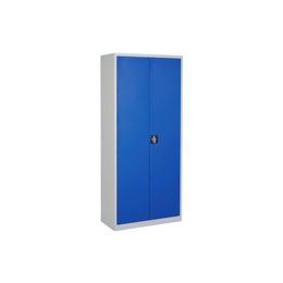 Ceha Stahl- und Fl&uuml;gelt&uuml;renschrank Classic 92 x 42 cm in RAL7035 lichtgrau und mit T&uuml;ren in RAL5010 enzianblau