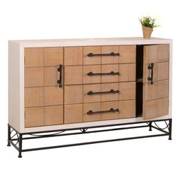 Kommode MCW-N30, Schrank Sideboard Highboard mit T&uuml;ren und Schublade, Massiv-Holz MDF, 92x140x42cm