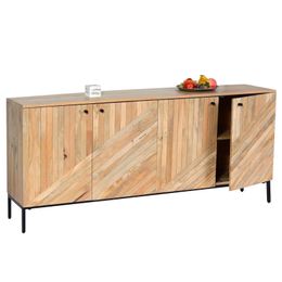 Sideboard MCW-L95, Kommode Schrank Anrichte, Massiv-Holz Mango 79x176x42cm MVG-zertifiziert, natur