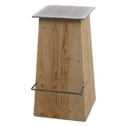 Barhocker MCW-L76, Barstuhl Tresenhocker, Industrial Massiv-Holz MVG-zertifiziert, natur mit Metall-Optik