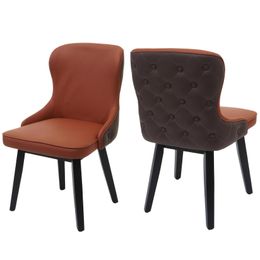 2er-Set Esszimmerstuhl MCW-M60, Polsterstuhl K&uuml;chenstuhl Lehnstuhl Stuhl, Stoff/Textil Massiv-Holz ~ terracotta-braun