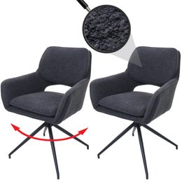 2er-Set Esszimmerstuhl MCW-N74, K&uuml;chenstuhl, drehbar Auto-Return, Stoff Boucl&eacute; (540g/m&sup2;) &Ouml;ko-Tex ~ dunkelgrau