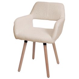 Esszimmerstuhl MCW-A50 II, Stuhl K&uuml;chenstuhl Polsterstuhl, Holz Stoff/Textil Boucl&eacute; (450g/m&sup2;) MVG ~ beige