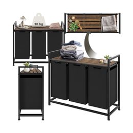 TecTake&reg; W&auml;schesortierer, Industrial-Style, 2 oder 3 ausziehbare F&auml;cher, mit Ablage, h&ouml;henverstellbare Kunststofff&uuml;&szlig;e