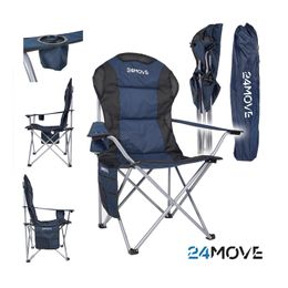 24MOVE&reg; Campingstuhl Salvador faltbar Camping Klappstuhl gepolstert inkl. Tragetasche, bis 150kg belastbar, blau
