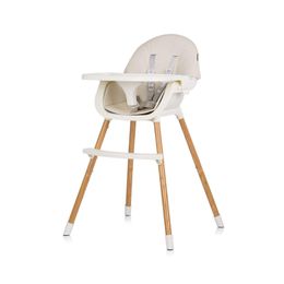 Chipolino Kinderhochstuhl Rio 2 in 1, Kinderstuhl rutschfeste Beine 5-Punkt-Gurt beige wei&szlig;