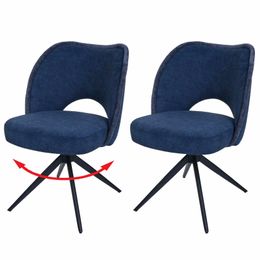 2er-Set Esszimmerstuhl MCW-N72, Polster-K&uuml;chenstuhl, drehbar Auto-Return, Stoff/Textil (420g/m&sup2;) &Ouml;ko-Tex ~ blau