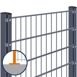 Doppelstabmattenzaun zum Aufd&uuml;beln Rundum-sorglos-Paket Anthrazit Komplettset, gerade, 6/5/6 mm,7,5 m,830 mm