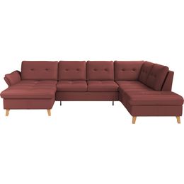 Sit & More Wohnlandschaft SIT & MORE "Göteborg", rot (merlot), B:327cm H:90cm T:226cm, Sofas, inkl. Sitztiefenverstellung, wahlweise mit Bettfunktion & Bettkasten