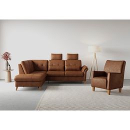 Sit & More Ecksofa SIT & MORE "G&ouml;teborg", braun (cognac), B:250cm H:90cm T:226cm, Sofas, Ecksofa, inkl. Sitztiefenverstellung, wahlweise mit Bettfunktion & Bettkasten