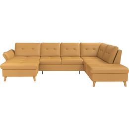 Sit & More Wohnlandschaft SIT & MORE "Göteborg", gelb (curry), B:327cm H:90cm T:226cm, Sofas, inkl. Sitztiefenverstellung, wahlweise mit Bettfunktion & Bettkasten