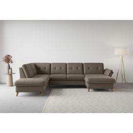 Sit & More Wohnlandschaft SIT & MORE "Göteborg", braun (nuss), B:327cm H:90cm T:226cm, Sofas, inkl. Sitztiefenverstellung, wahlweise mit Bettfunktion & Bettkasten