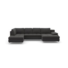 Sit & More Wohnlandschaft SIT & MORE "Latigo U-Form", grau (dunkelgrau), B:326cm T:201cm, Sofas, Wohnlandschaft, mit Recamiere, wahlweise mit Bettfunktion und Bettkasten