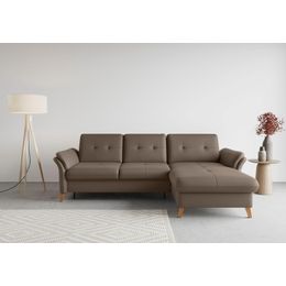Sit & More Ecksofa SIT & MORE "G&ouml;teborg", braun (nuss), B:268cm H:90cm T:176cm, Sofas, Ecksofa, Sitztiefenverstellung und Federkern, wahlweise mit Bettfunktion