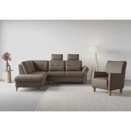 Sit & More Ecksofa SIT & MORE "G&ouml;teborg", braun (nuss), B:250cm H:90cm T:226cm, Sofas, Ecksofa, inkl. Sitztiefenverstellung, wahlweise mit Bettfunktion & Bettkasten