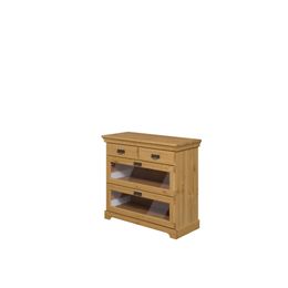 Kommode Home Affaire "Rügen", beige (natur), B:95cm H:84cm T:40cm, Massivholz, Sideboards, zertifizietes Massivholz, mit Schubkasten und Glaseinsatz