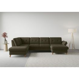 Sit & More Wohnlandschaft SIT & MORE "Göteborg", grün (khaki), B:327cm H:90cm T:226cm, Sofas, inkl. Sitztiefenverstellung, wahlweise mit Bettfunktion & Bettkasten