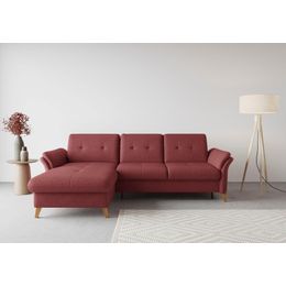 Sit & More Ecksofa SIT & MORE "G&ouml;teborg", lila (chianti), B:268cm H:90cm T:176cm, Sofas, Ecksofa, Sitztiefenverstellung und Federkern, wahlweise mit Bettfunktion