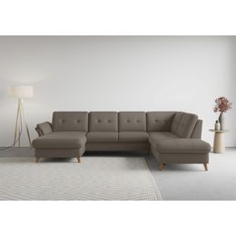 Sit & More Wohnlandschaft SIT & MORE "Göteborg", braun (savannah), B:327cm H:90cm T:226cm, Sofas, inkl. Sitztiefenverstellung, wahlweise mit Bettfunktion & Bettkasten
