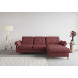 Sit & More Ecksofa SIT & MORE "G&ouml;teborg", lila (chianti), B:268cm H:90cm T:176cm, Sofas, Ecksofa, Sitztiefenverstellung und Federkern, wahlweise mit Bettfunktion