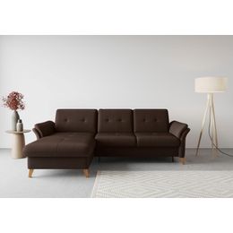 Sit & More Ecksofa SIT & MORE "G&ouml;teborg", braun (dunkelbraun), B:268cm H:90cm T:176cm, Sofas, Ecksofa, Sitztiefenverstellung und Federkern, wahlweise mit Bettfunktion