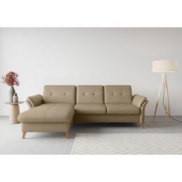 Sit & More Ecksofa SIT & MORE "G&ouml;teborg", beige, B:268cm H:90cm T:176cm, Sofas, Ecksofa, Sitztiefenverstellung und Federkern, wahlweise mit Bettfunktion