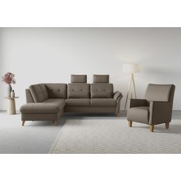 Sit & More Ecksofa SIT & MORE "G&ouml;teborg", braun (nuss), B:250cm H:90cm T:226cm, Sofas, Ecksofa, inkl. Sitztiefenverstellung, wahlweise mit Bettfunktion & Bettkasten