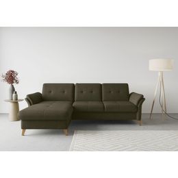 Sit & More Ecksofa SIT & MORE "G&ouml;teborg", gr&uuml;n (khaki), B:268cm H:90cm T:176cm, Sofas, Ecksofa, Sitztiefenverstellung und Federkern, wahlweise mit Bettfunktion