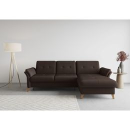 Sit & More Ecksofa SIT & MORE "G&ouml;teborg", braun (dunkelbraun), B:268cm H:90cm T:176cm, Sofas, Ecksofa, Sitztiefenverstellung und Federkern, wahlweise mit Bettfunktion