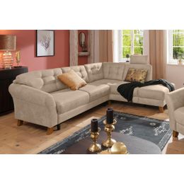 Ecksofa Home Affaire "Trondheim L-Form", beige, B:260cm H:89cm T:90cm, Struktur weich ( 97% Polyester, 3% Baumwolle);Luxus-Microfaser ALTARA NUBUCK (100% Polyester);Luxus-Microfaser Lederoptik (100% Polyester), Sofas, Ecksofa, mit Federkern