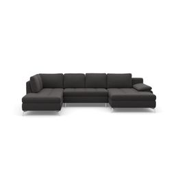 Sit & More Wohnlandschaft SIT & MORE "Latigo U-Form", grau (fango), B:326cm T:201cm, Sofas, Wohnlandschaft, mit Recamiere, wahlweise mit Bettfunktion und Bettkasten