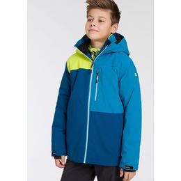 Winterjacke Killtec "KSW 443 BYS SKI JCKT", Kinder, Gr. 140/146, blau (dunkel ozean), Softshell, Obermaterial: 100% Polyester. Futter: 100% Polyester. Wattierung: 100% Polyester, unifarben mit Farbeinsätzen, Sportlich, hoch geschlossener Ausschnitt, eingesetzt Bündchen mit Klettverschluss, Jacken, Winterjacke für Kinder
