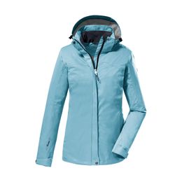 Outdoorjacke Killtec "KOS 133 WMN JCKT", Damen, Gr. 36, blau (hellblau), Oberstoff: 100% Polyester, Futter: 100% Polyester, sportlich, Jacken, Wasser- und winddichte Damenjacke mit abnehmbarer Kapuze, PFAS-frei