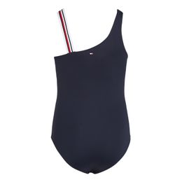 Badeanzug "ONE SHOULDER ONE PIECE", Mädchen, Gr. 128/134, N-Gr, blau (desert sky), Polyamid, Tommy Hilfiger Swimwear, unifarben, Badeanzüge, im One-Shoulder-Design