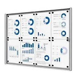 SHOWDOWN SCXS8xA4 Abschlie&szlig;barer Schaukasten Magnetisch 8 x A4 Wandmontage abschlie&szlig;bar 93,1 (B) x 65,5 (H) cm Silber