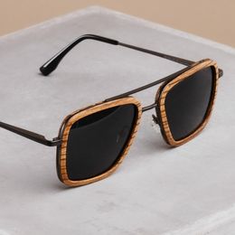 Holzkern Sonnenbrille The Logician (Zebrano/Dunkelgrau)