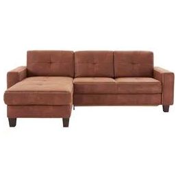 Ecksofa Places of Style "Varese L-Form", braun (cognac), B:251cm H:91cm T:164cm, Luxus-Microfaser ALTARA NUBUCK (100% Polyester), Luxus-Microfaser ALTARA NUBUCK (100% Polyester) / Struktur (100% Polypropylen), Luxus-Microfaser ALTARA NUBUCK (100% Polyester) / Struktur fein (100% Polyester), Sofas, Kreuznaht in beige